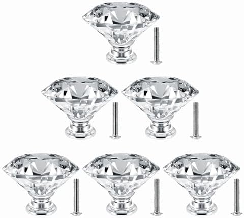 Eshowy 4 X 40MM Clear Crystal Glass Diamond Cut Door Knobs Kitchen ...