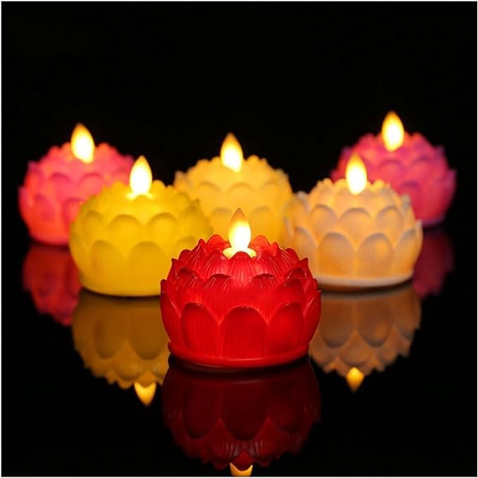 Missby Smokeless Lotus Water Floating LED Candle Light Diya for Diwali ...