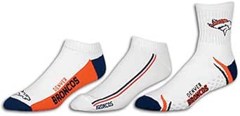 Amazon.com : Broncos For Bare Feet Men's NFL Assorted Socks 3-Pack ( sz ...