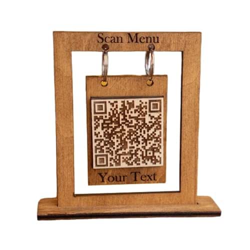 Amazon.com: Wooden qr code sign with Table Number, QR code menu, QR ...