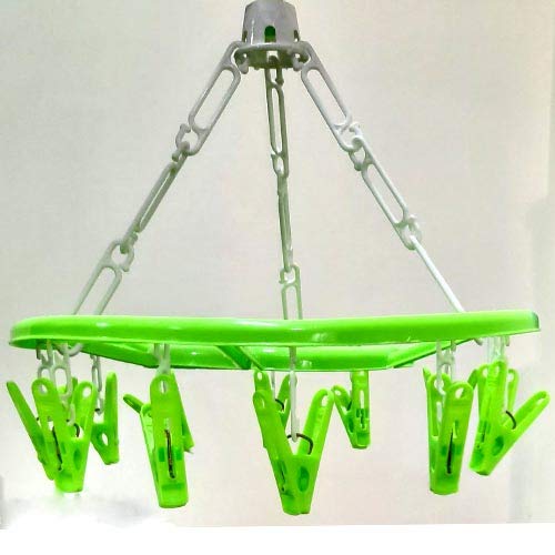 Maplemulti Plastic Round Hanging Stand with 12 Clips, Green : Amazon.in ...