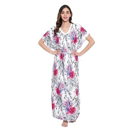 Buy Beautiful Satin Maxi Night Dress Kaftan Night Suits Nighty for ...