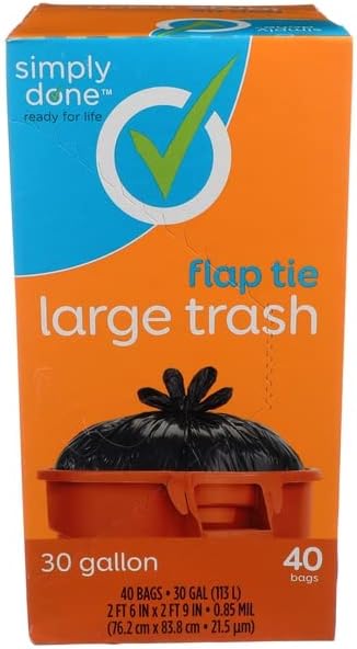 Amazon.com: Simply Done, Trash Bags, Flap Tie, Large, 30 Gallon ...