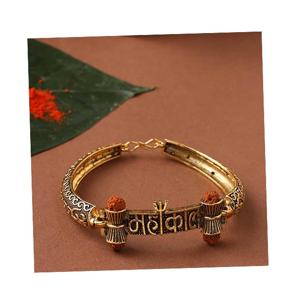 Buy CraftVatika Mahakal Rudraksha Rakhi For Brother - Gold Kada ...