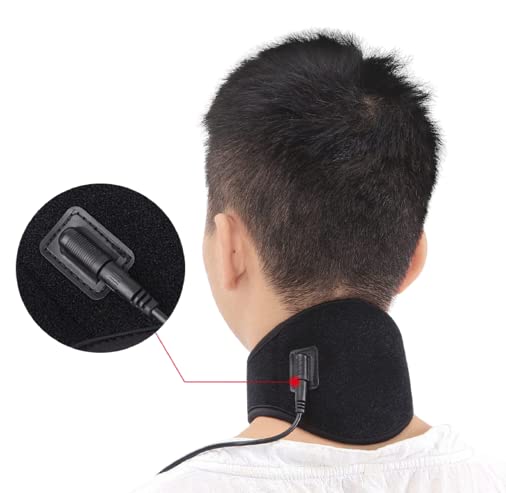 NICEYEA USB Heated Neck Support Brace Strap Electric Message Neck Wrap ...