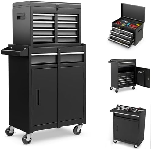 Goplus 6-Drawer Rolling Tool Chest, 3-in-1 Tool Box Organizer w/Auto ...