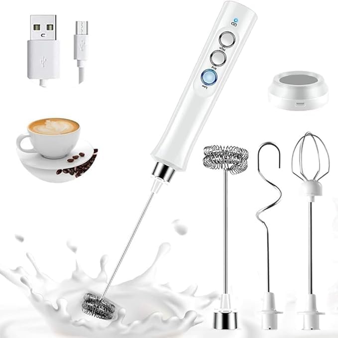 Amazon.com: FoodVille MF09 3 in 1 Rechargeable Milk Frother Handheld ...