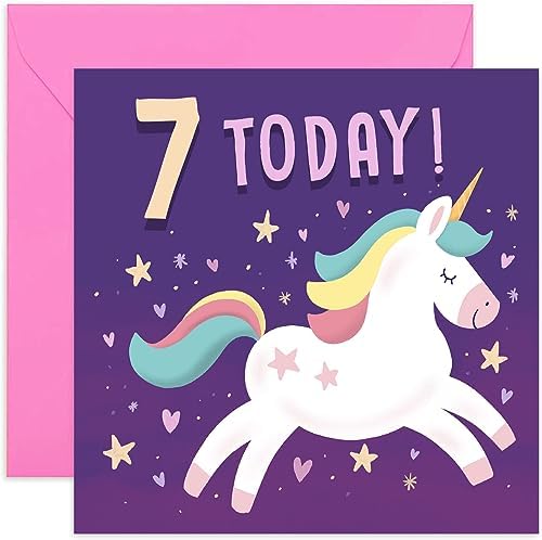 Amazon.com : Old English Co. Happy 7th Birthday Card for Young Girl ...
