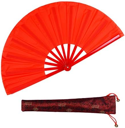 Amazon.com: HONSHEN Bamboo Large Red Folding Hand Fans KunFu Fan for ...
