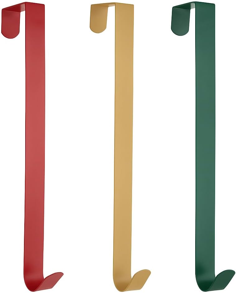 Amazon.com: Christmas Metal Wreath Hangers – 3-Pack Holiday Door Hooks ...