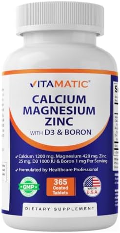 Amazon.com: Vitamatic Calcium Magnesium Zinc D3 Boron | 365 Coated ...