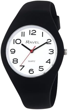 Ravel - Unisex Easy Read Slim Comfort Fit Contrast Silicon Strap Watch ...