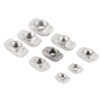 50pcs/lot Aluminum Profile Nut, Block Square T-Nuts Nickel Coated Carbon Steel Sliding T-Slot ...