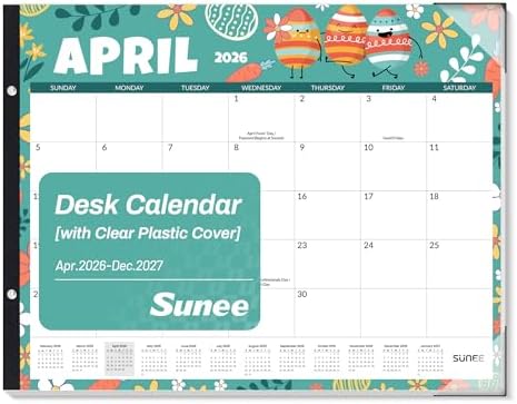 Amazon.com : SUNEE Desk Calendar 2026 Large 22x17 from April 2026 to ...