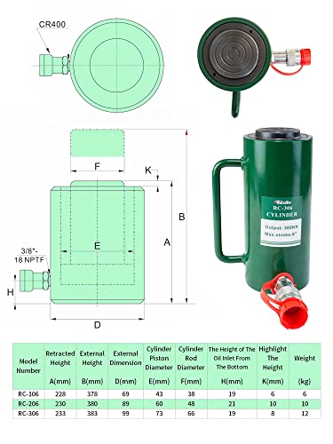 Snapklik.com : UTZIKO 10 Ton Hydraulic Cylinder Ram Single Acting 6 ...