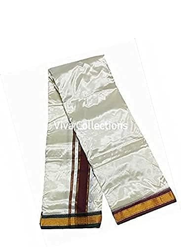 Buy Viva Collections Men's silk Kanduva with Maroon & Green Zari Border ...