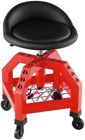 COSTWAY Rolling Mechanic Stool, Height Adjustable Pneumatic Roller ...