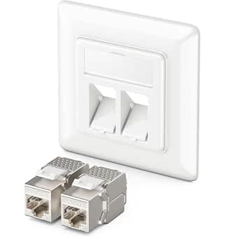 deleyCON 1 x Network Keystone Recessed Mount Socket 2x Keystone Jack ...