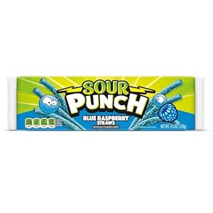 Amazon.com : Sour Punch Blue Raspberry Sour Candy Straws 4.5 Oz Tray ...
