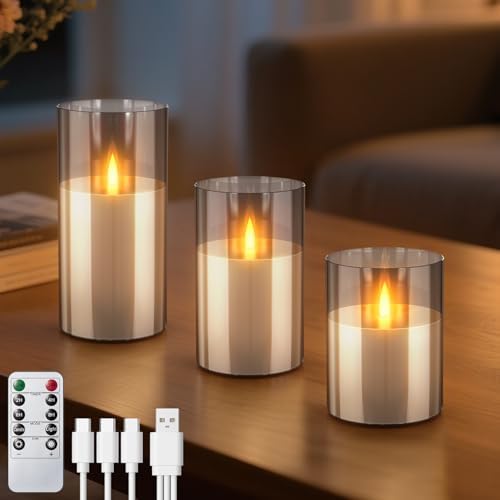 Amazon.com: 3PC Rechargeable Led Candles, Flameless Flickering with ...