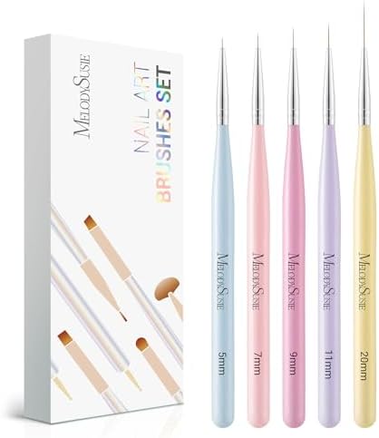 Amazon.com : 5 Pcs Nail Art Liner Brushes Fine Line Nail Art Brush ...