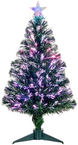 Amazon.com: 3ft Green Fiber Optic Christmas Tree,Prelit Artificial ...