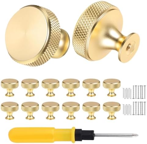 VEGCOO 12 Pack Gold Drawer Knobs, Single Hole Gold Cabinet Knobs with ...
