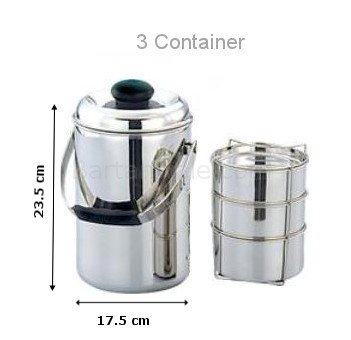 Buy Hot Tiffin Box with 3 container – 17.5 DIA Online at Low Prices in ...