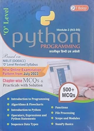 O Level Module - 3 ( M3-R5 ) Python Programming Latest Edition and ...