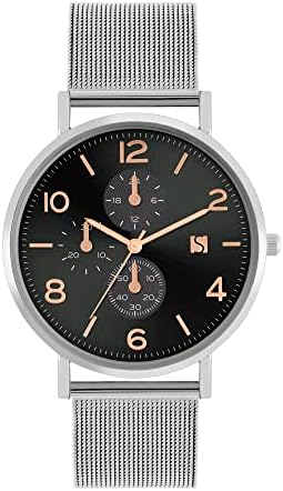 Spirit Gent's Silver Mesh Multi Dial Stainless Steel Bracelet Watch and ...