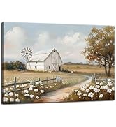 Amazon.com: Farmhouse Barn Canvas Wall Art Rustic Farm Nature landscape ...