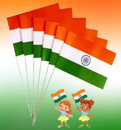 Prime Set Of 6 Pcs Small Size India Hand Waving Flag/Indian Tiranga ...