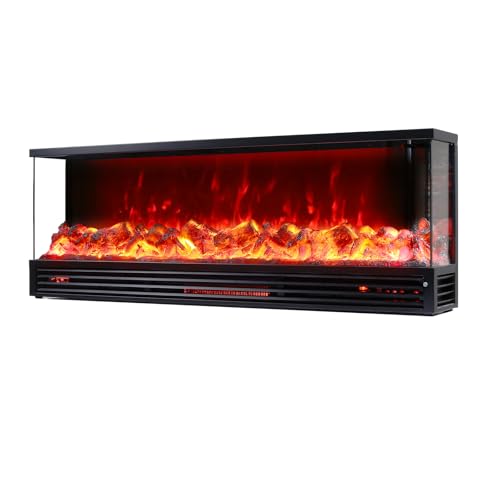 Modern 3D Electric Fireplace with Realistic Flame Effects, Wall Mounted ...