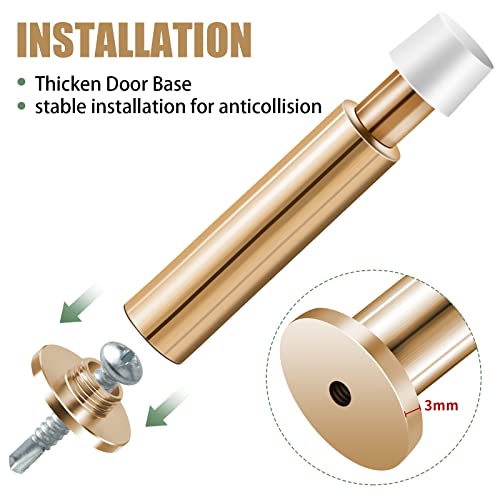 KOLAKO Door Stoppers, Gold Door Stop, Wall Mounted Long Adjustable ...