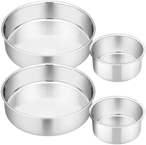 Amazon.com: P&P CHEF Round Cake Pans Set, 4 Pcs (4” x 2 + 8” x 2 ...