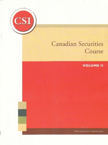Canadian Securities Course: Volume II: 9781894289658: Books - Amazon.ca