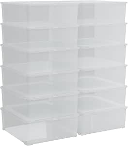 vidaXL Stackable Plastic Storage Boxes - Set of 12, Clear Durable PP ...