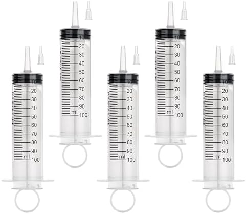 100ml Large Syringe, Plastic Syringes for Liquid with Tip Adapter ...