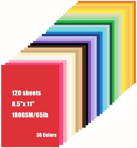 Amazon.com : 120 Sheets Colored CardStock Printer Paper 8.27” x 11.6 ...
