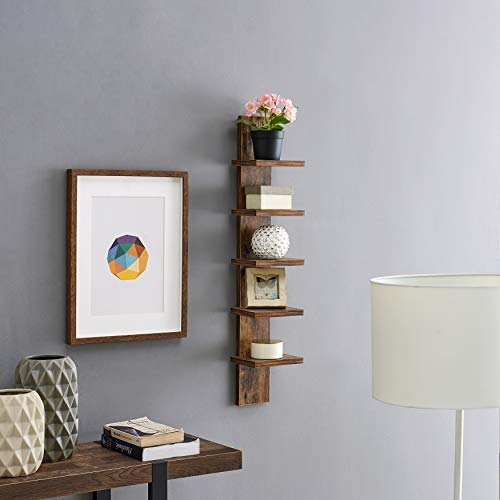 Danya B 5 Tier Wall Shelf Unit Narrow Smooth Laminate Finish - Vertical ...