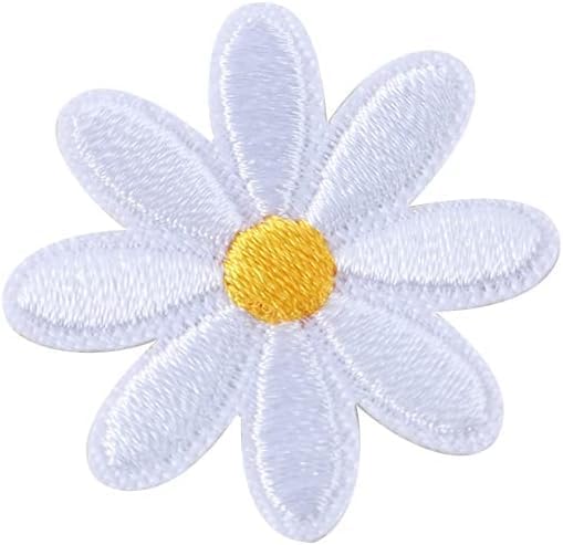 Amazon.com: 20Pcs White Daisy Flower Patch Clothing Iron On Patches ...