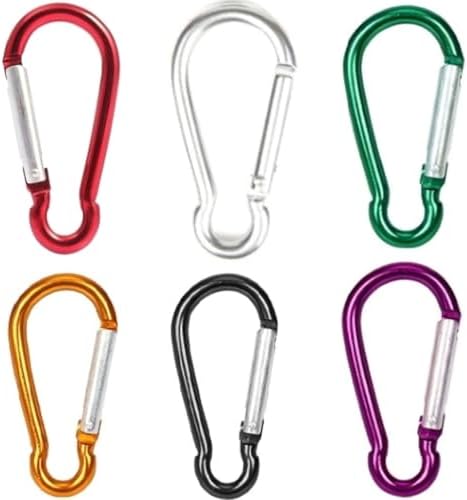 DACUAN Aluminum Carabiner Clips, 6PCS D Shape Spring Snap Hooks ...