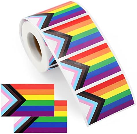 300 Pieces 5x3 cm Progress Pride Flag Stickers, Rectangle Rainbow Pride ...
