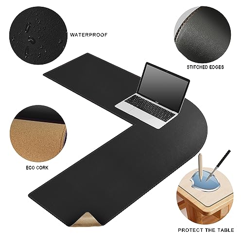 Snapklik.com : MAIDERN 40 Inch L Shaped Corner Desk Mat, Cork & Leather ...