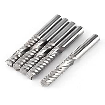 5pcs/Set Tungsten Carbide End Mill Router Bits Single Flute Spiral CNC ...