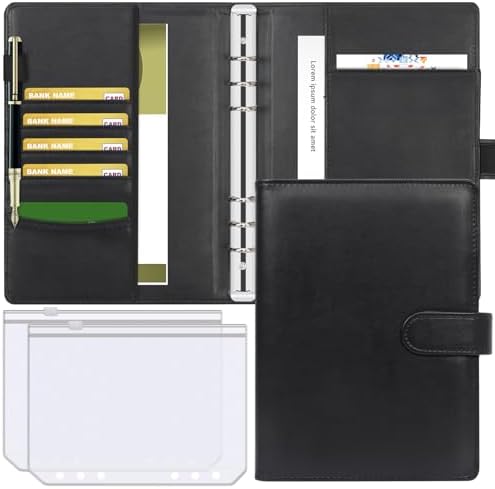 Femolity Leather A5 Ring Binder, 6 Round Ring Binder Planner Notebook ...