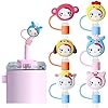 Amazon.com: Quixarra Cute Anime Straw Toppers, 6pcs Kitty Stuff Theme ...