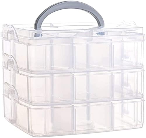 LEAWALL 18 Grid 3-Layers Detachable Square Desktop Storage Box - Clear ...