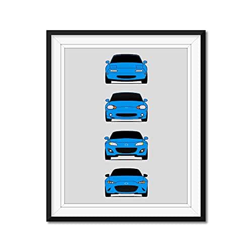 Amazon.com: Custom Car Posters History of Mazda Miata MX-5 Generations ...