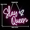 Amazon.com : FAXFSIGN Slay Queen Neon Sign Pink White LED Neon Light Up ...
